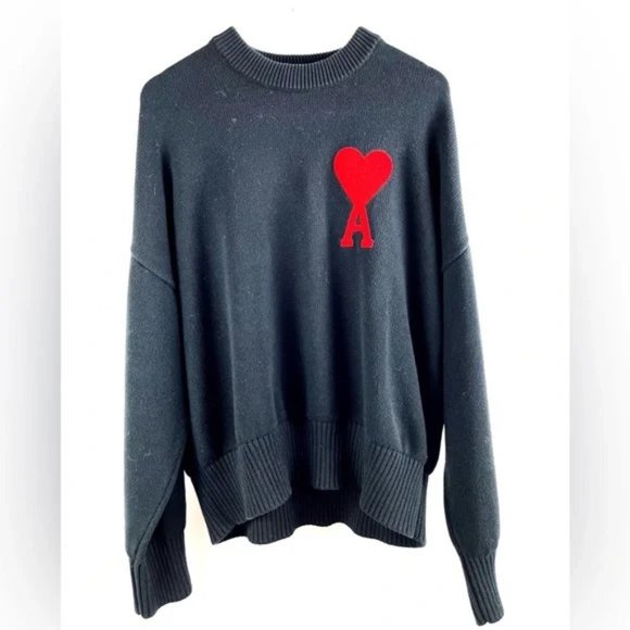 Ami | Sweaters | Ami Paris Aw2 Ami De Coeur Black Logo Sweater | Poshmark
